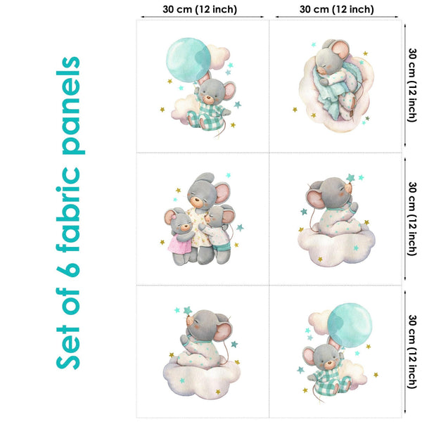 Cute Mouse Set of 6 Fabric Panels – UniqueFabricPanels